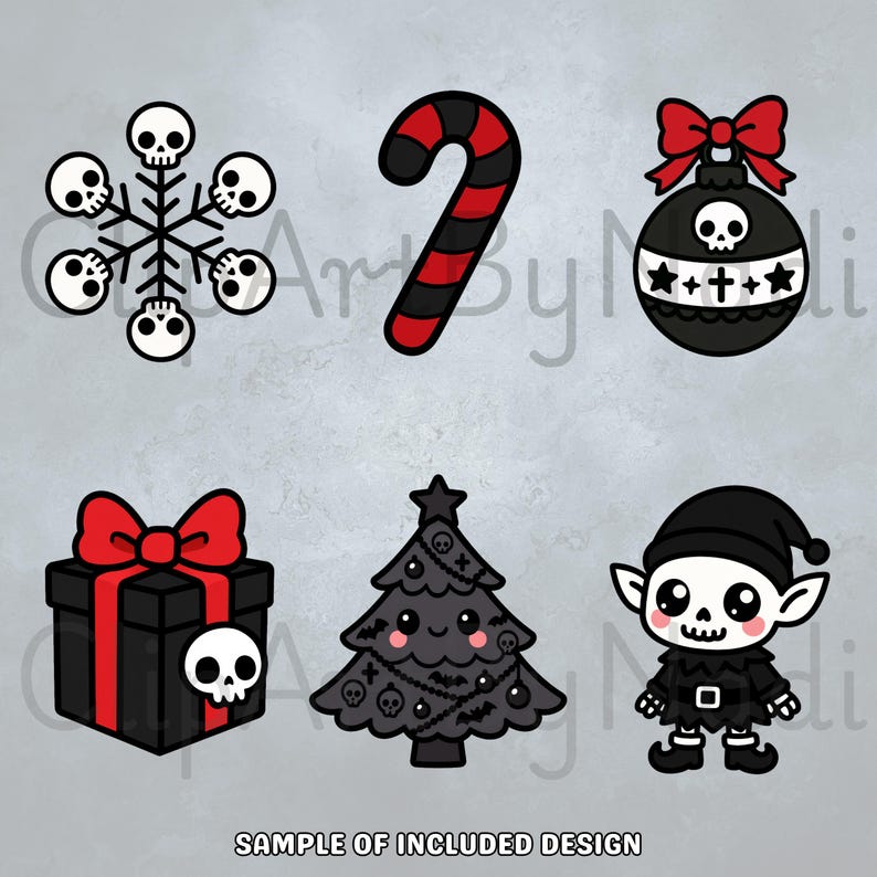 Gothmas Clipart Bundle: Spooky Kawaii Christmas Pngs (digital Download ...