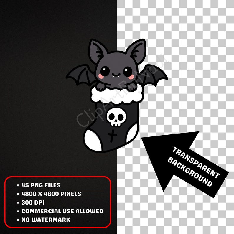 Gothmas Clipart Bundle: Spooky Kawaii Christmas Pngs (digital Download ...