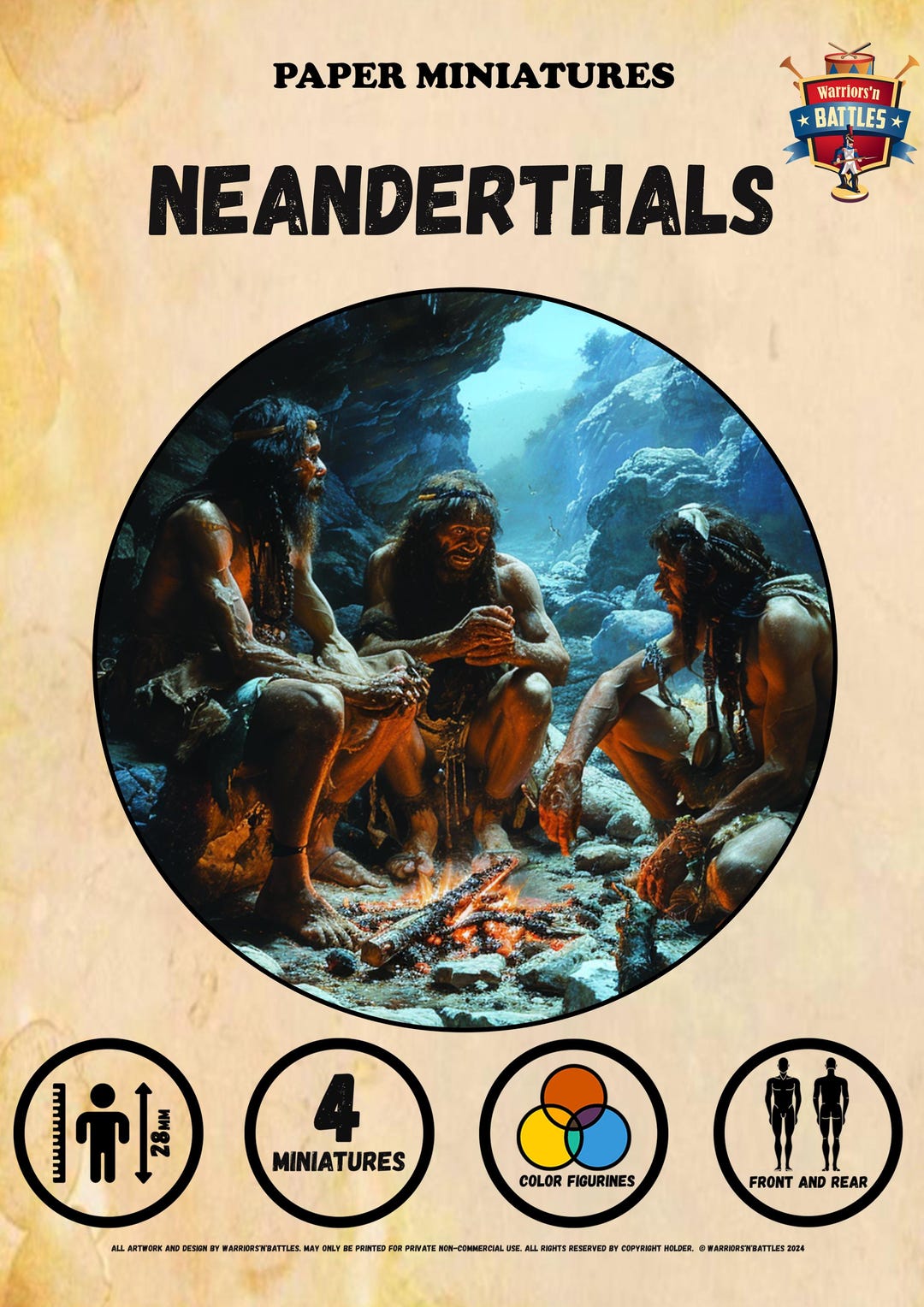 Neanderthal Miniature Set: Stone Age Warriors (28mm Paper Figures) - Etsy