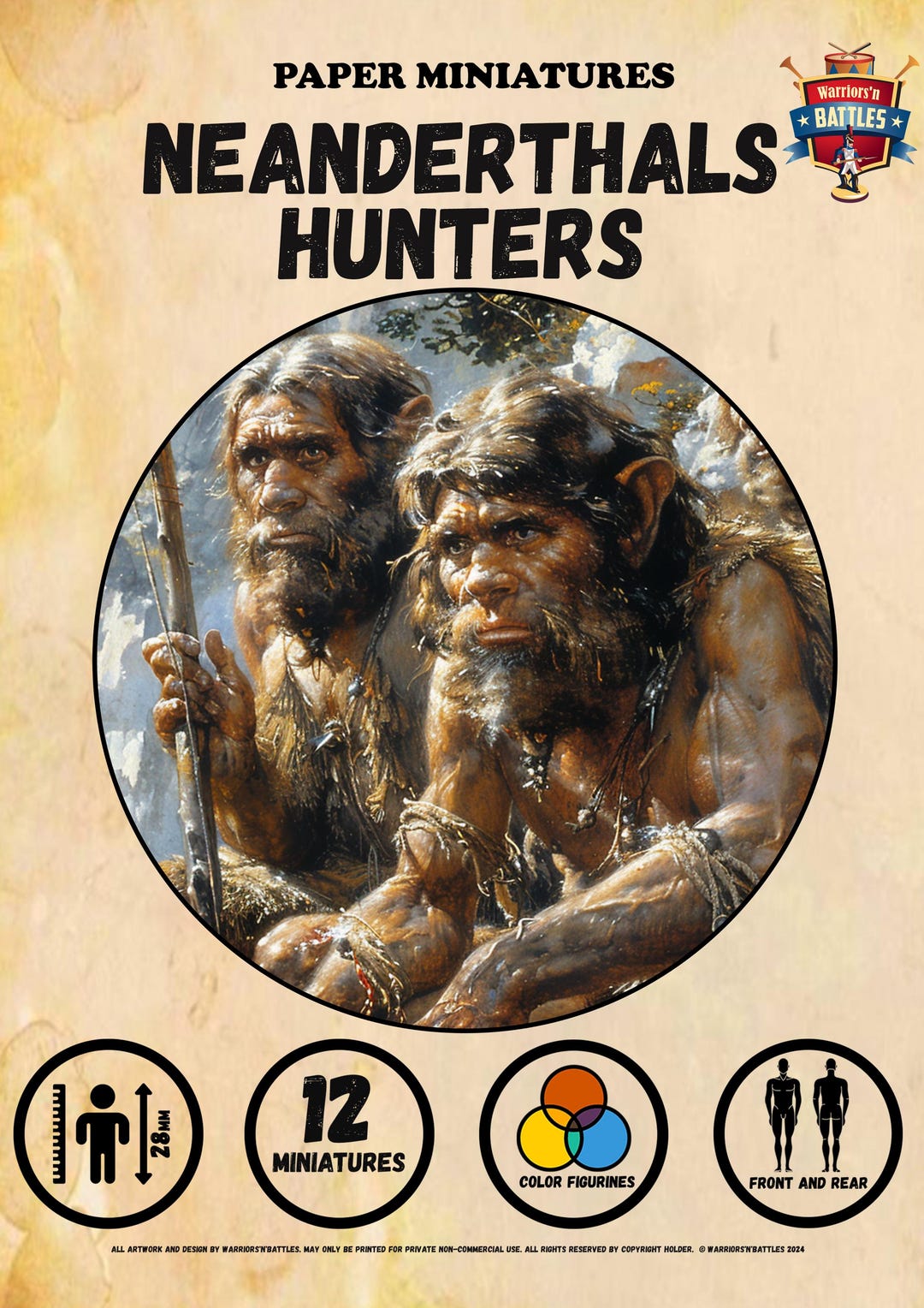 Neanderthal Hunters Paper Miniatures, Stone Age Warriors (28mm Set) - Etsy