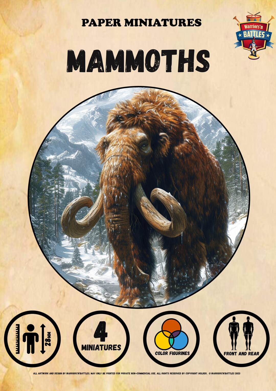 Stone Age Mammoth Miniatures: 28mm Paper Warrior Figures - Etsy
