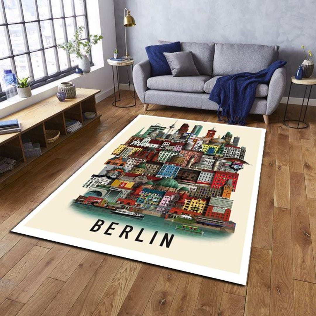 Berlin City Rug, Colorful Architecture Carpet, Germany Landmark Art Rug ...