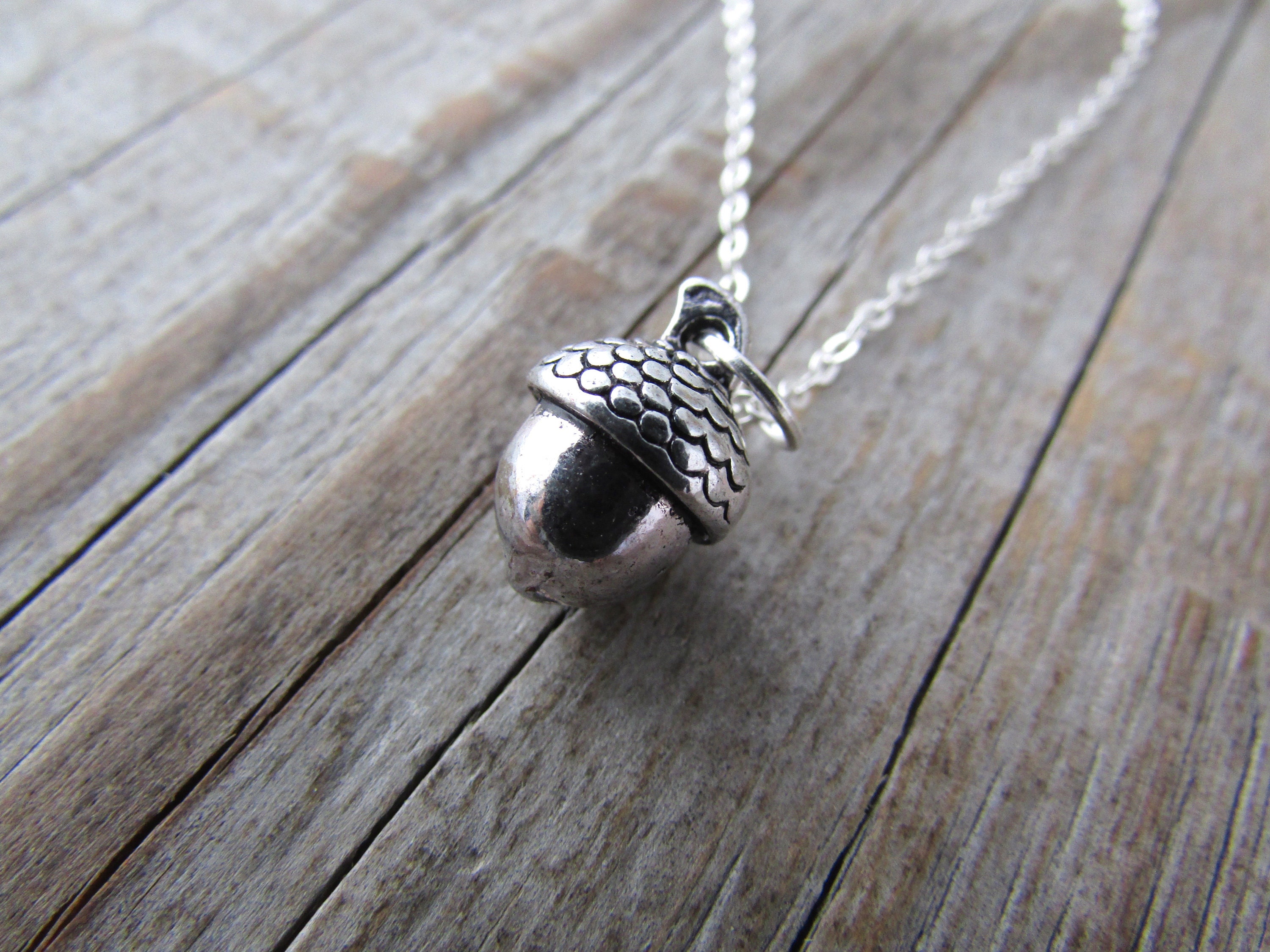 Acorn Necklace small silver acorn pendant | Etsy