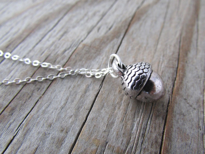 Acorn Necklace small silver acorn pendant | Etsy