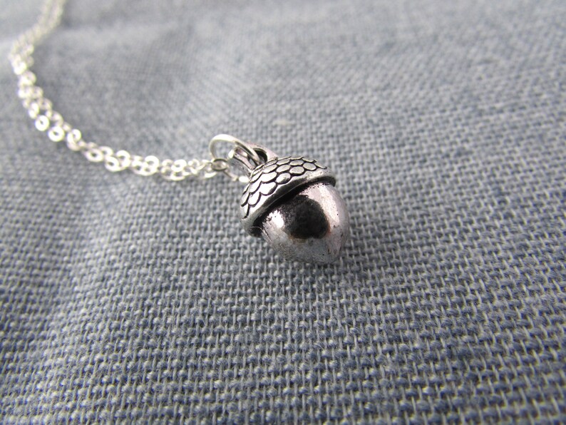 Acorn Necklace small silver acorn pendant | Etsy