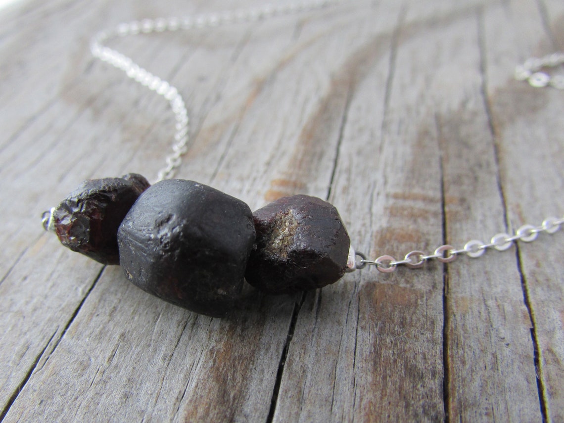Raw Garnet Necklace big raw gemstones rough garnet stones | Etsy
