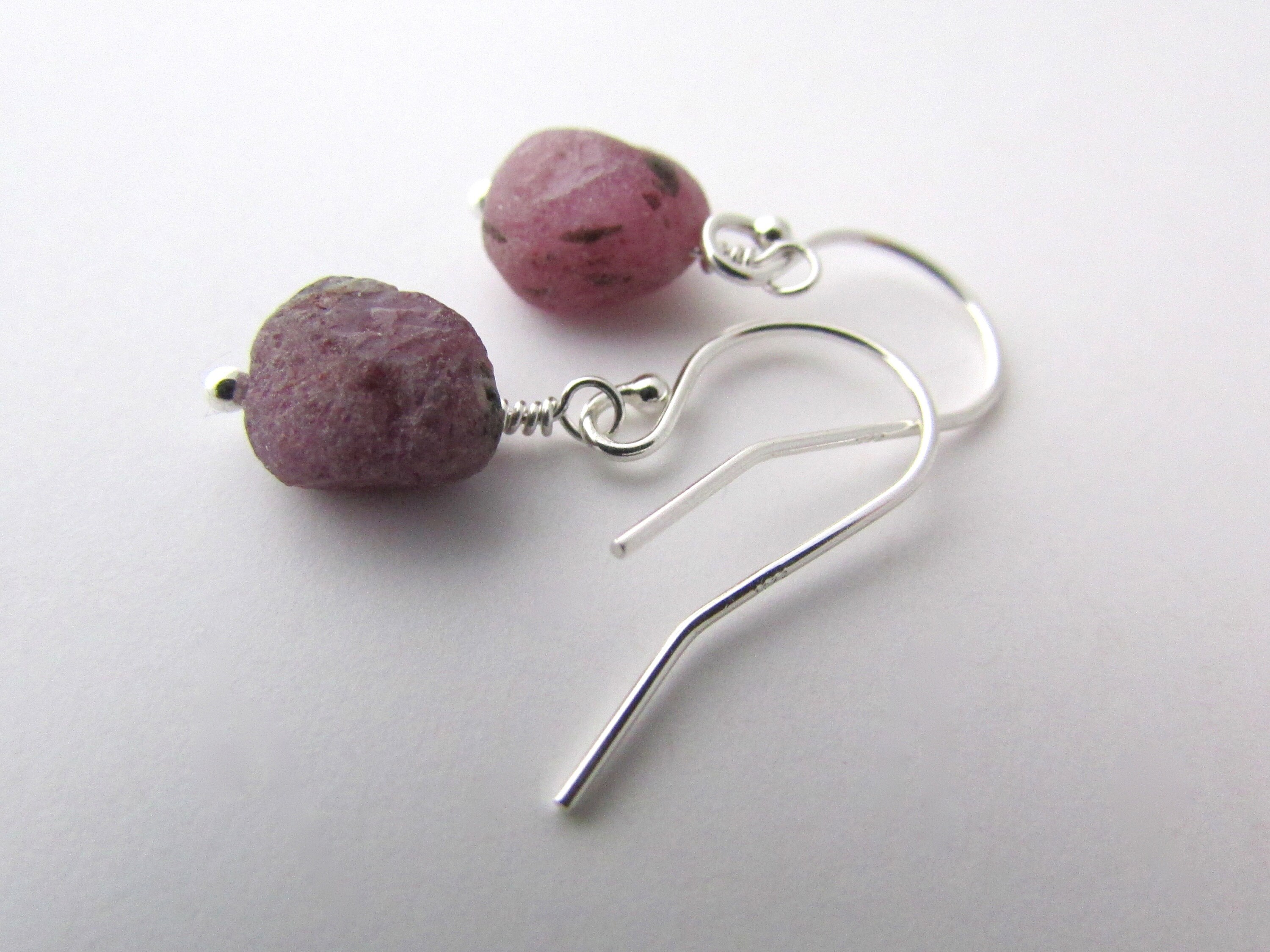 Raw Ruby Earrings Rough Tumbled Ruby Gemstone Nuggets | Etsy