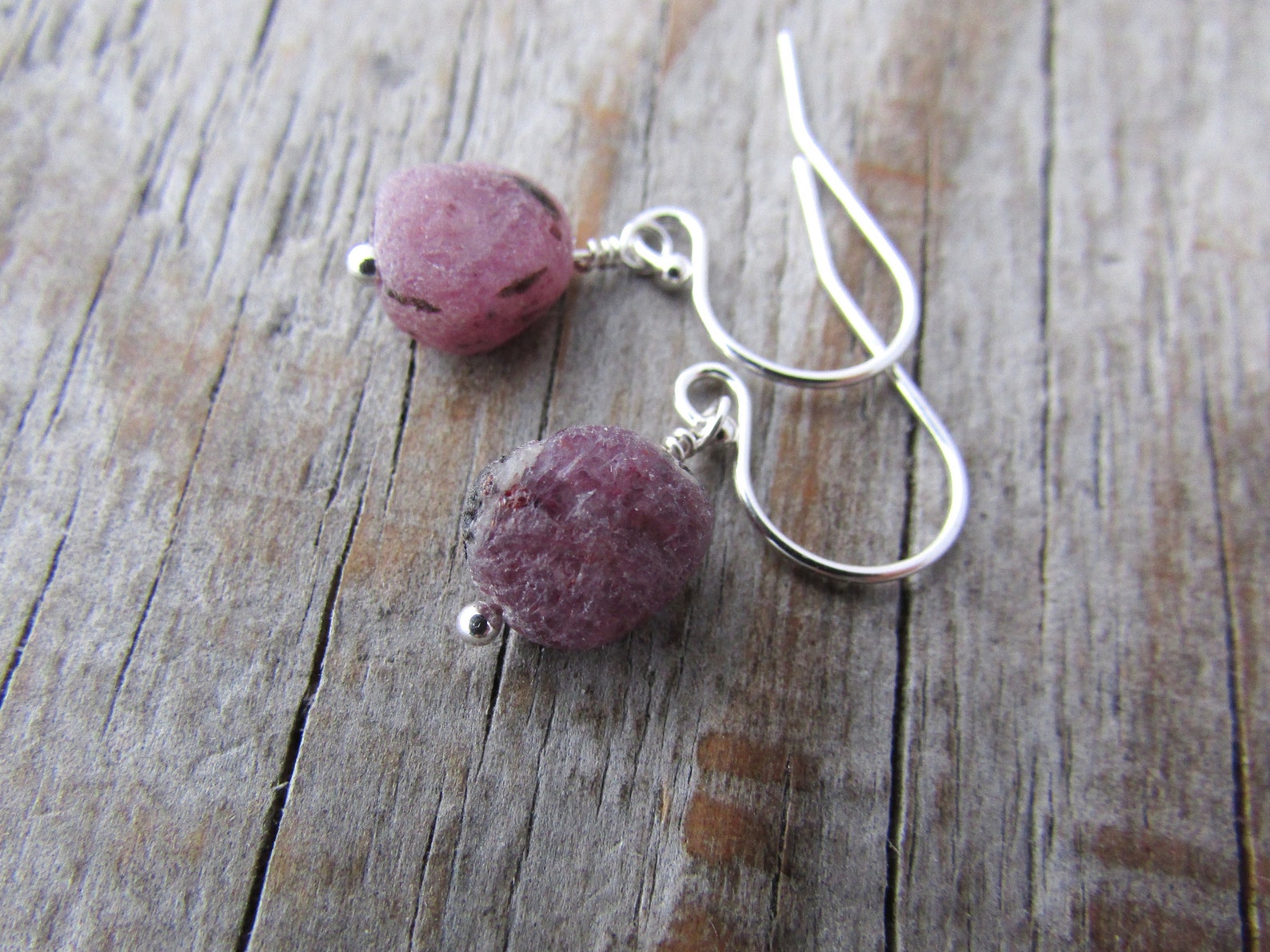 Raw Ruby Earrings Rough Tumbled Ruby Gemstone Nuggets | Etsy