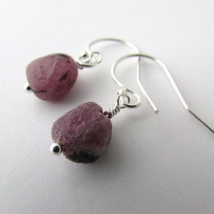 Raw Ruby Earrings Rough Tumbled Ruby Gemstone Nuggets | Etsy