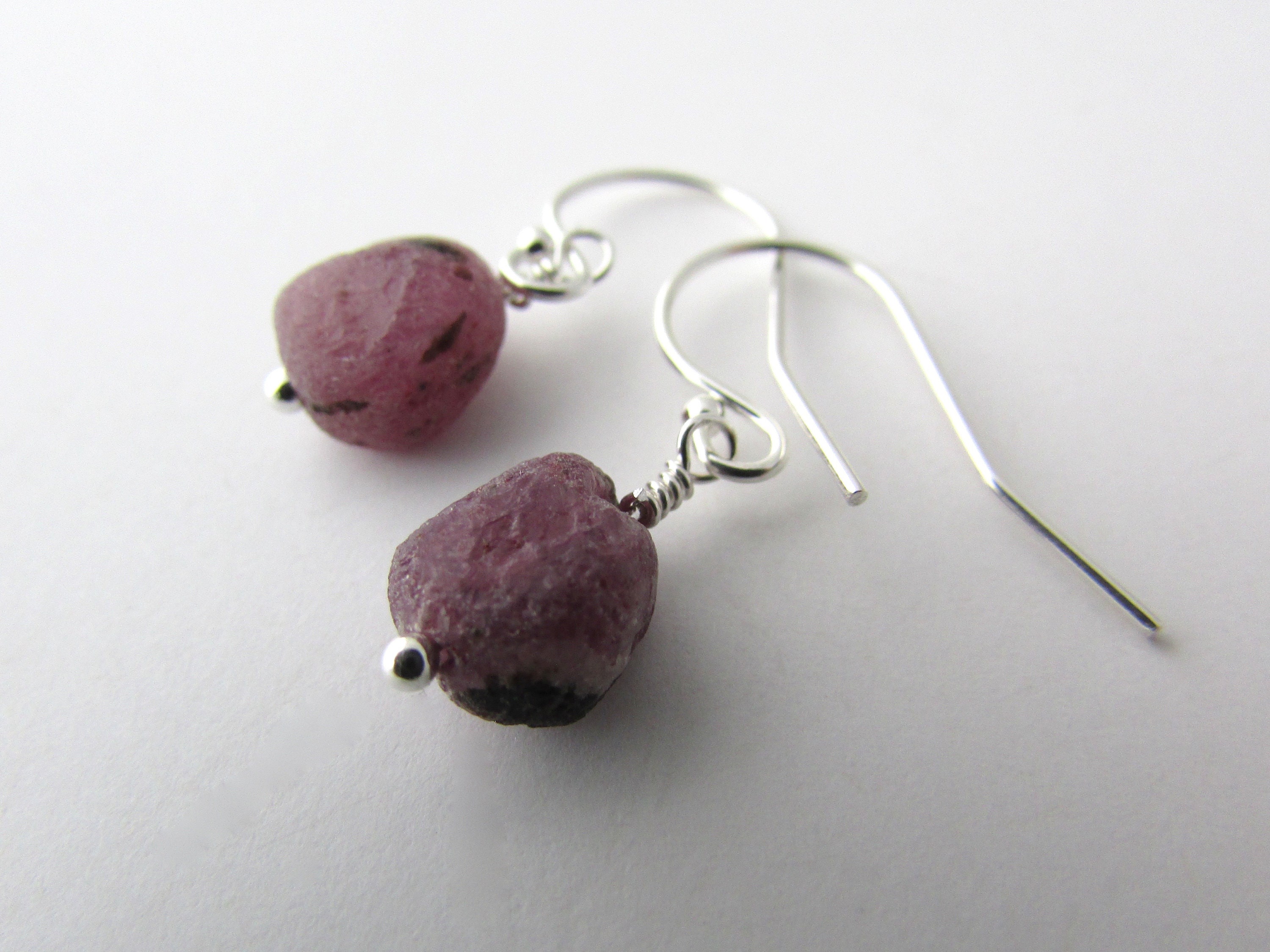 Raw Ruby Earrings Rough Tumbled Ruby Gemstone Nuggets | Etsy