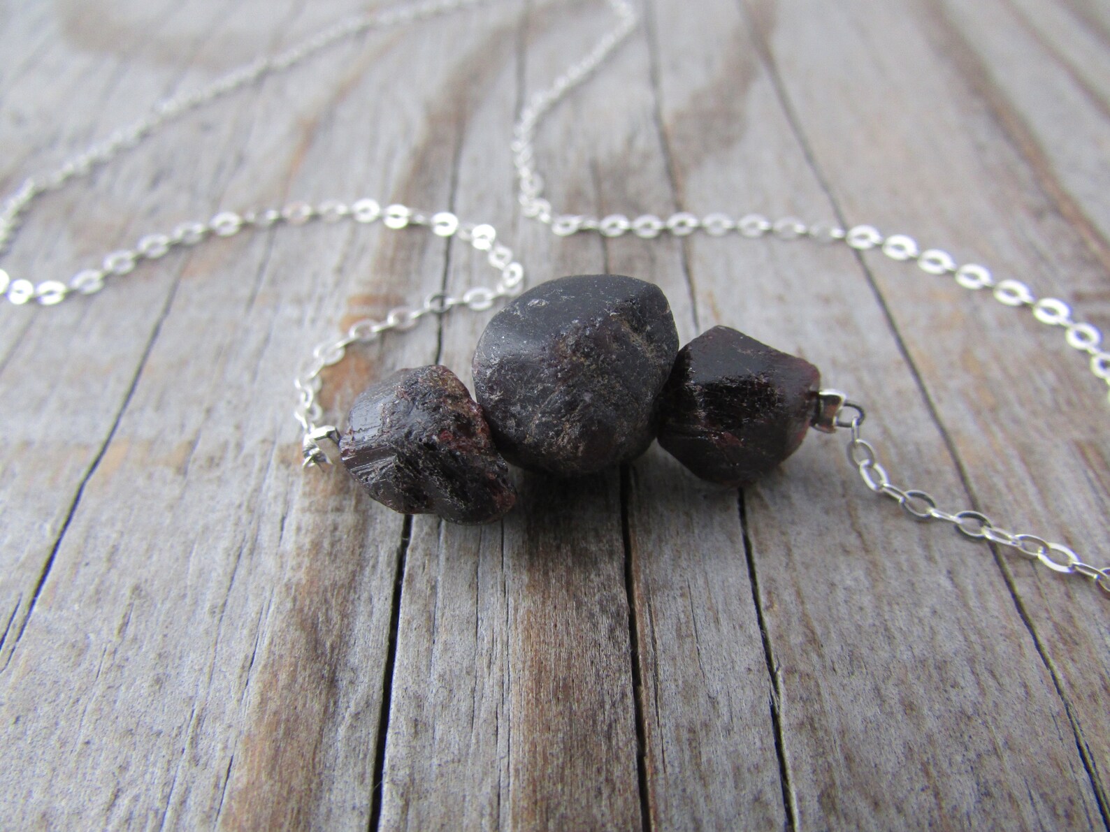 Raw Garnet Necklace big raw gemstones rough garnet stones | Etsy