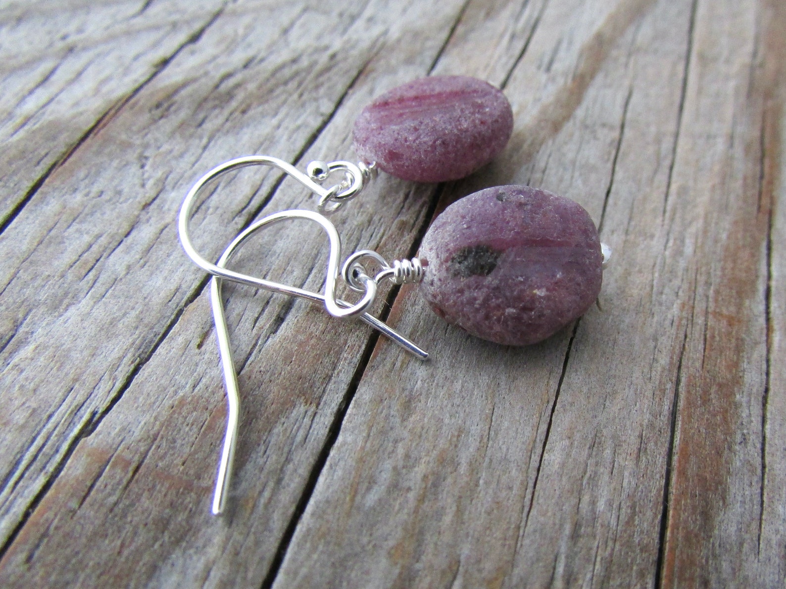 Raw Ruby Earrings Rough Tumbled Ruby Gemstone Nuggets - Etsy