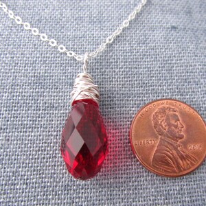 Red Crystal Necklace, Faceted Prism, Crystal Wire Wrapped Pendant - Etsy