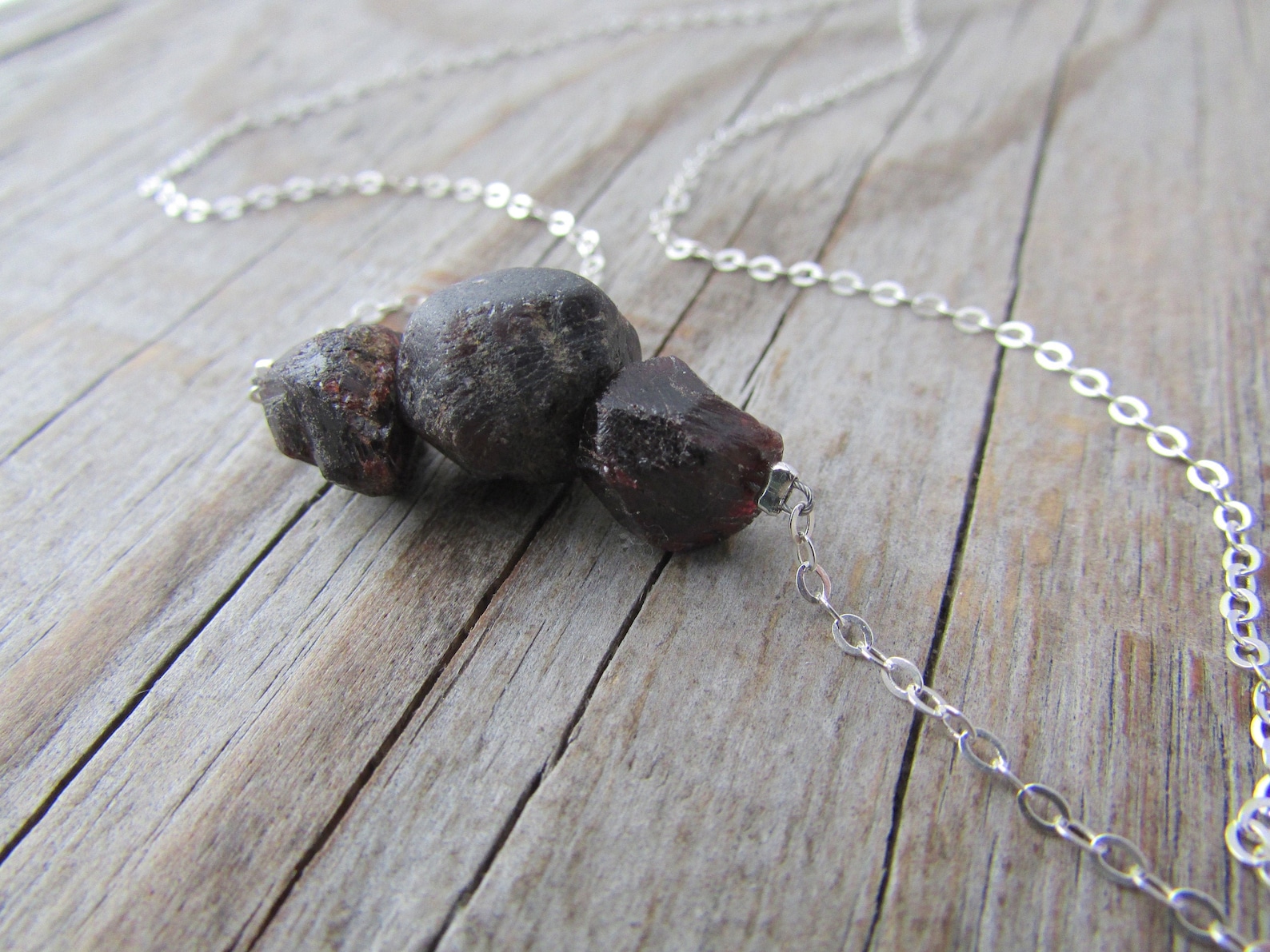 Raw Garnet Necklace big raw gemstones rough garnet stones | Etsy