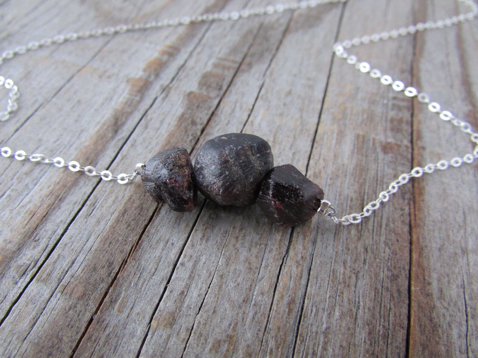 Raw Garnet Necklace big raw gemstones rough garnet stones | Etsy