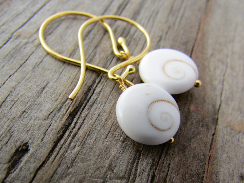 Shiva Eye Earrings small shell stone dangle earrings pacific | Etsy