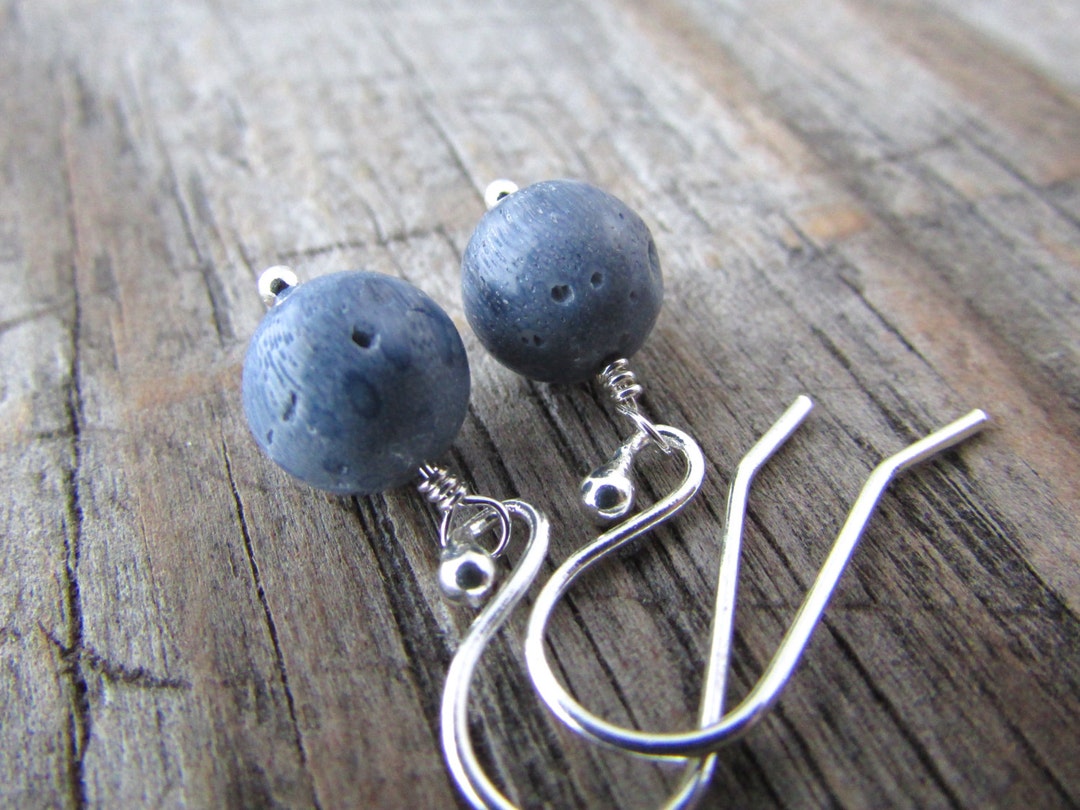 Blue Coral Earrings, Small, Simple, Pale Blue Coral Dangle Earrings - Etsy