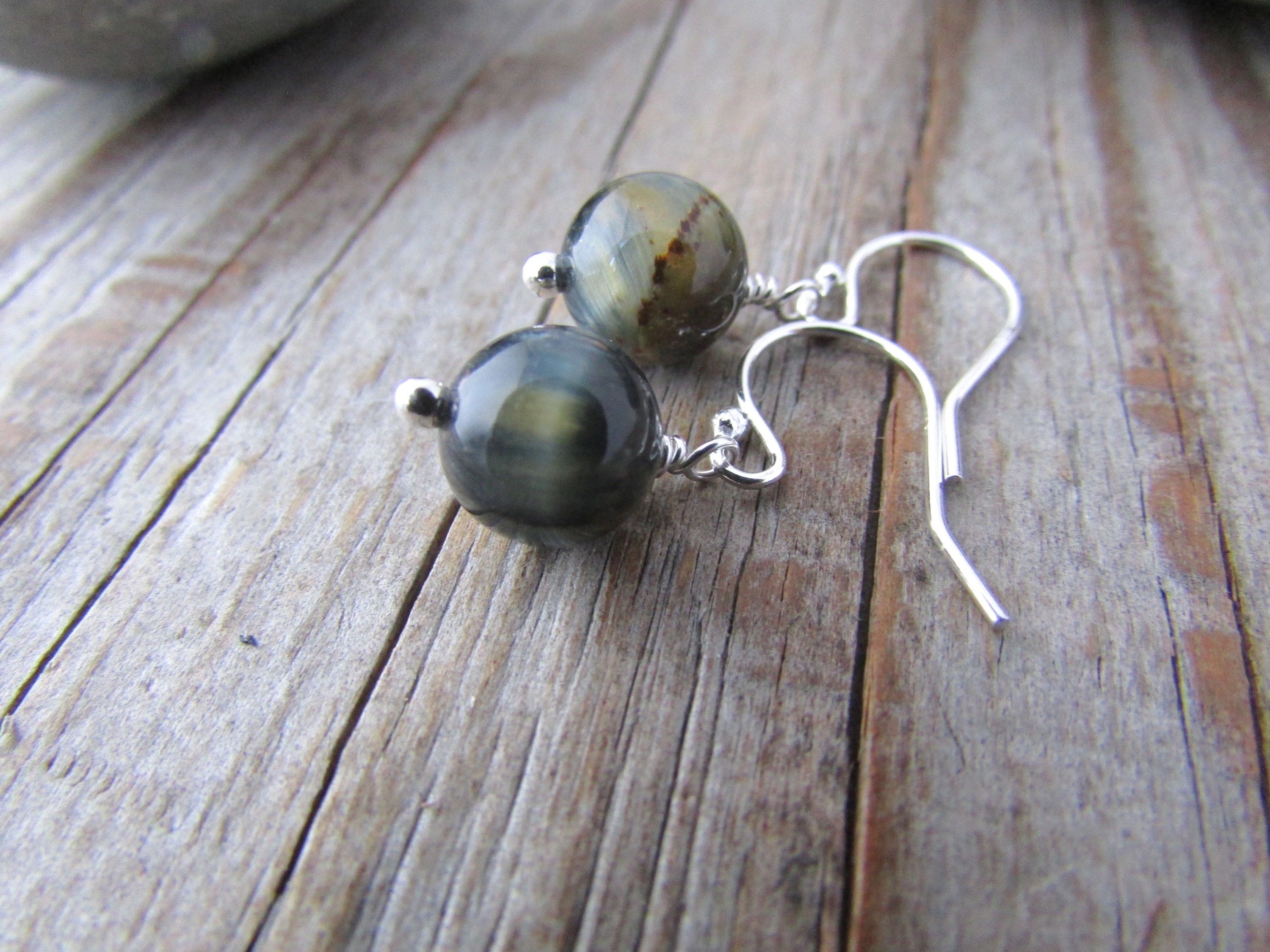 Tiger Eye Earrings Blue and Gold Tiger Eye Tiger Iron | Etsy