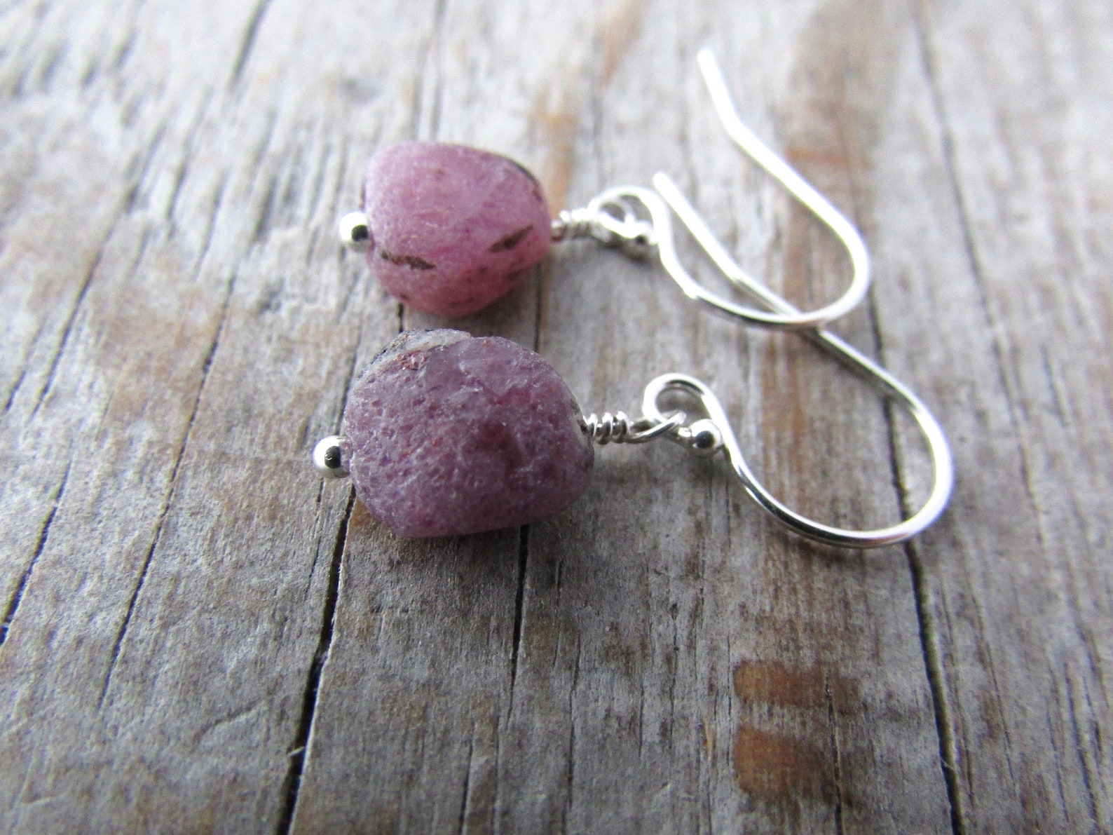 Raw Ruby Earrings Rough Tumbled Ruby Gemstone Nuggets | Etsy
