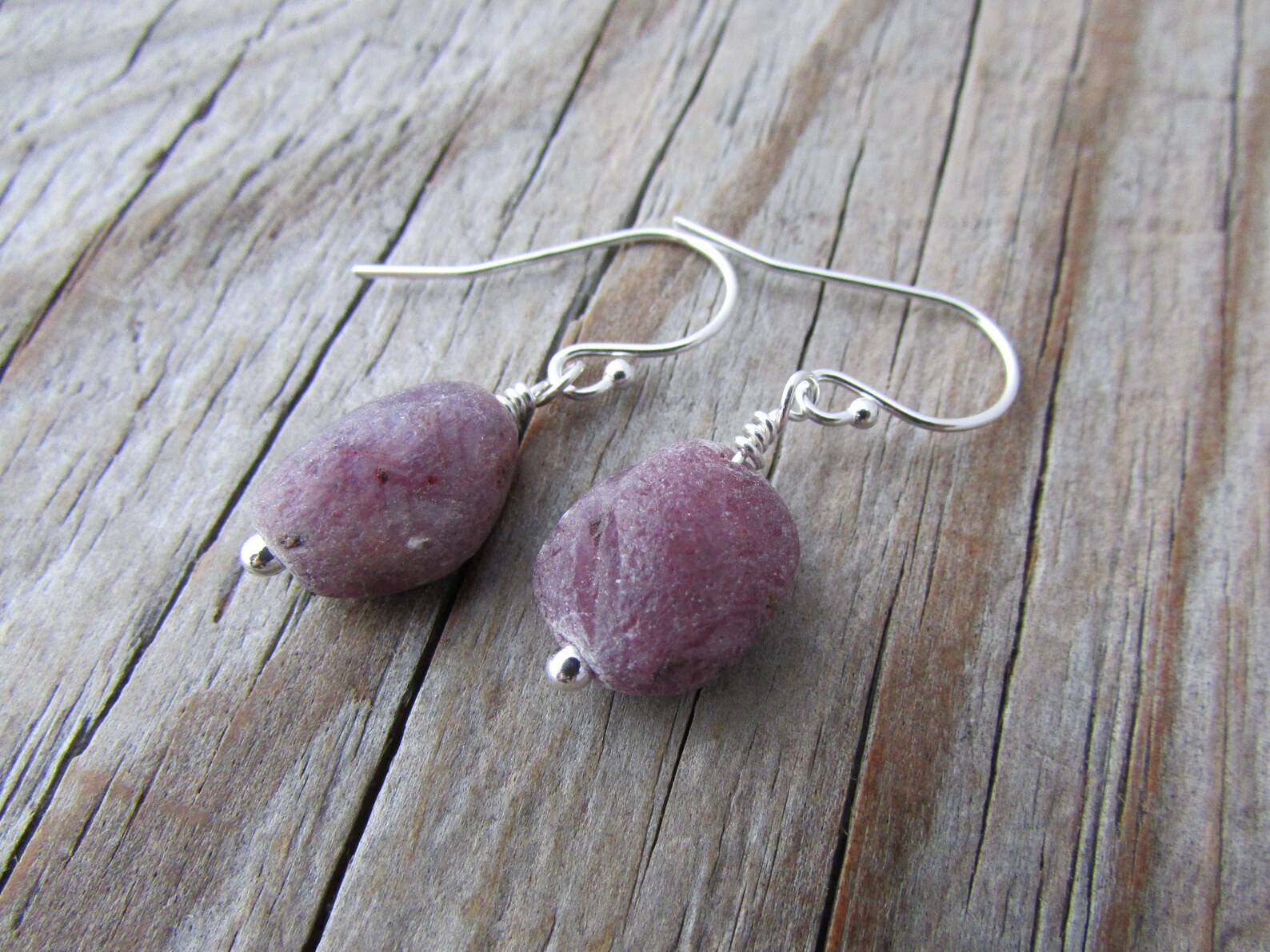 Raw Ruby Earrings Rough Tumbled Ruby Gemstone Nuggets - Etsy