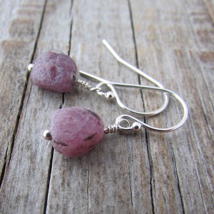 Raw Ruby Earrings Rough Tumbled Ruby Gemstone Nuggets | Etsy