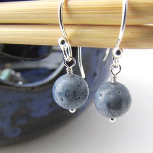 Blue Coral Earrings, Small, Simple, Pale Blue Coral Dangle Earrings - Etsy