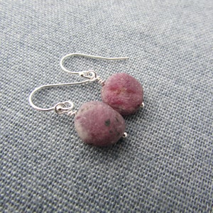 Raw Ruby Earrings, Rough, Tumbled Ruby, Gemstone Nuggets, Simple Small Dangle Earrings - Etsy