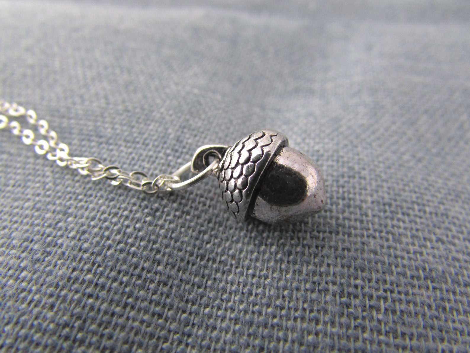 Acorn Necklace small silver acorn pendant | Etsy