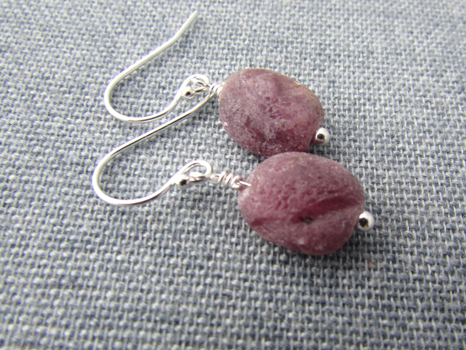 Raw Ruby Earrings Rough Tumbled Ruby Gemstone Nuggets - Etsy