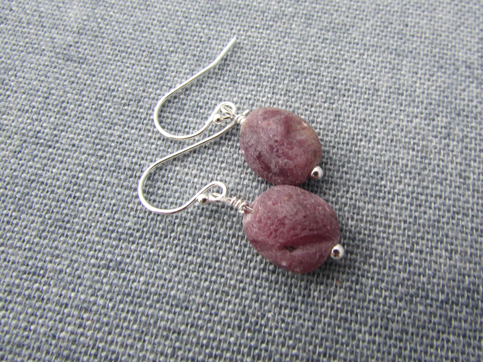Raw Ruby Earrings Rough Tumbled Ruby Gemstone Nuggets - Etsy