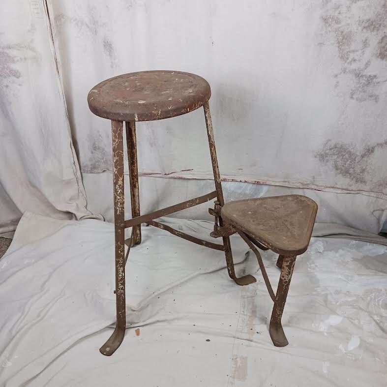 Antique metal step stool store