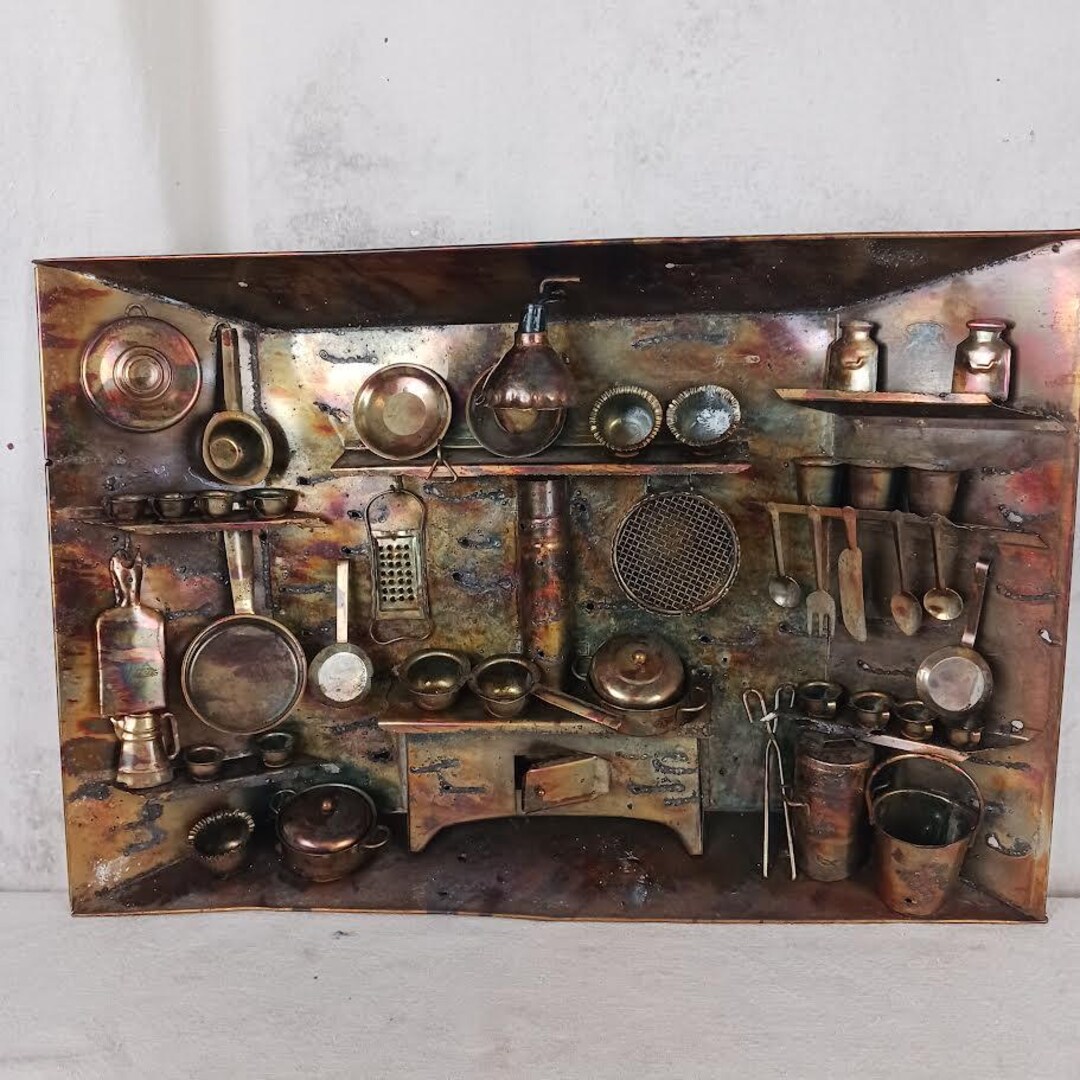 Vintage 1970's Metal Diorama 3D Art Wall Hanging With Light - Etsy