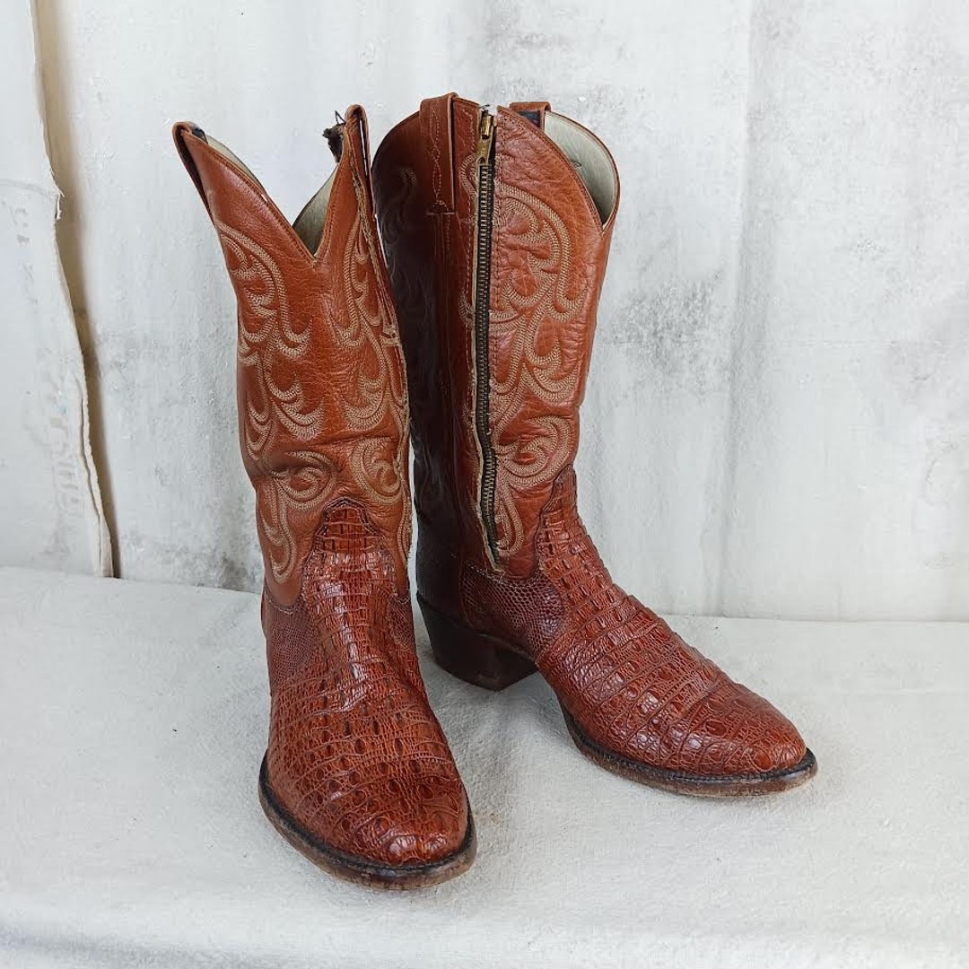 Vintage Tony Lama Signature Collection Hornback Lizard Cowboy Boots ...