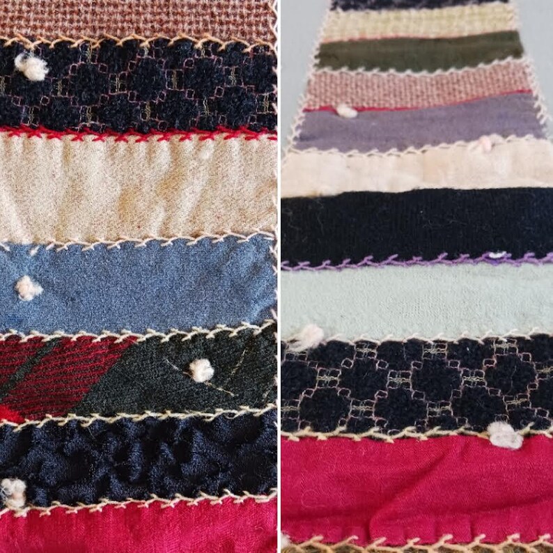 Antique Wool Hand Sewn Patchwork Quilt With Cotton Backing and Batting ...