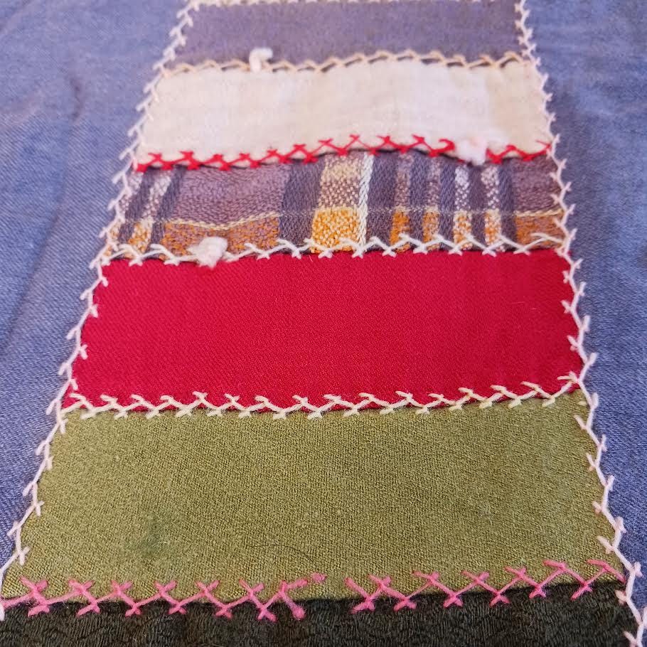 Antique Wool Hand Sewn Patchwork Quilt With Cotton Backing and Batting ...