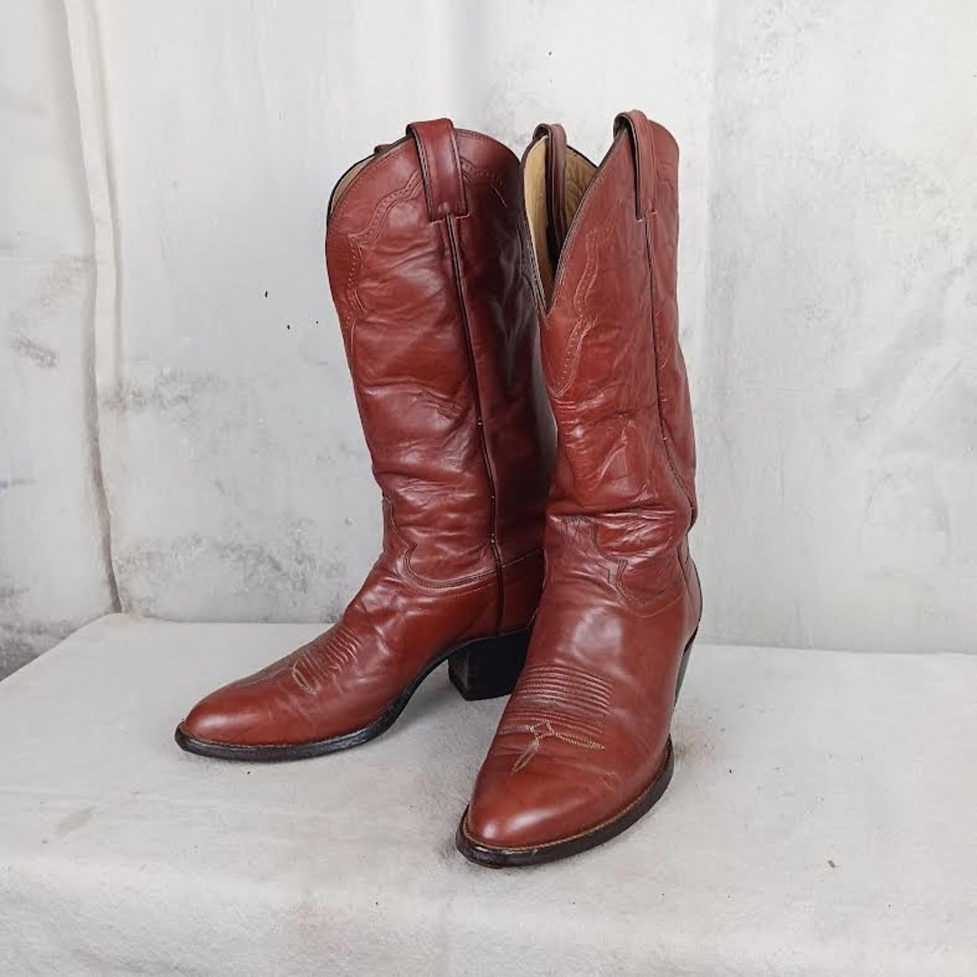 Vintage Full Leather Justin Cowboy Boots Made in the USA Men's Size 9 1 ...