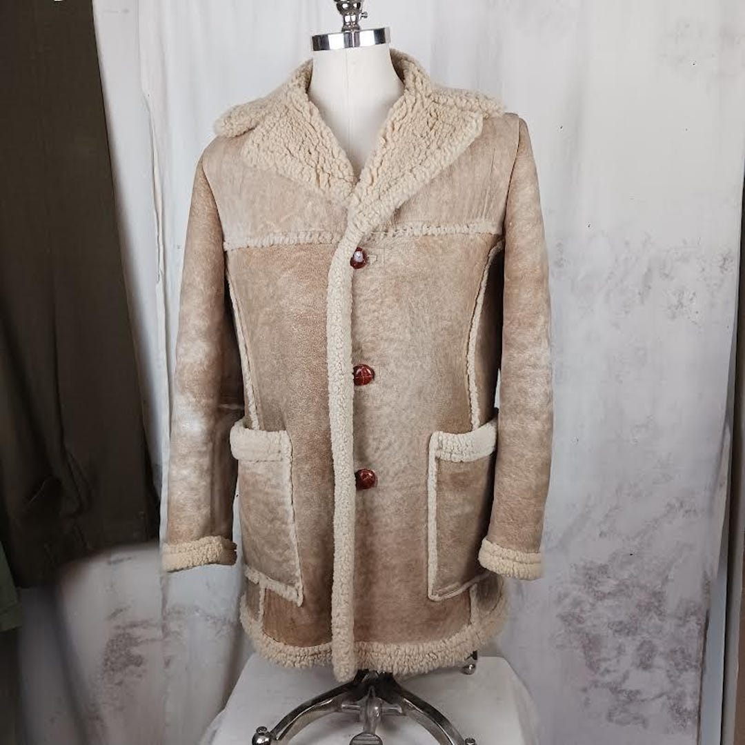 Vintage Sawyer of Napa Shearling Coat Men's Size 40 or Medium - Etsy