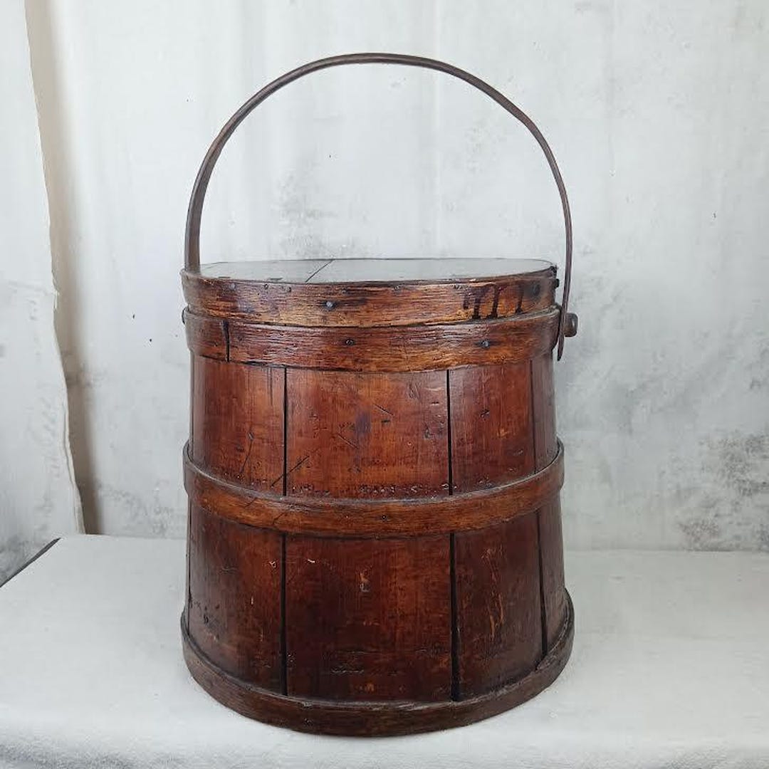 Antique Firkin Sugar Bucket With Handle and Lid Large - Etsy