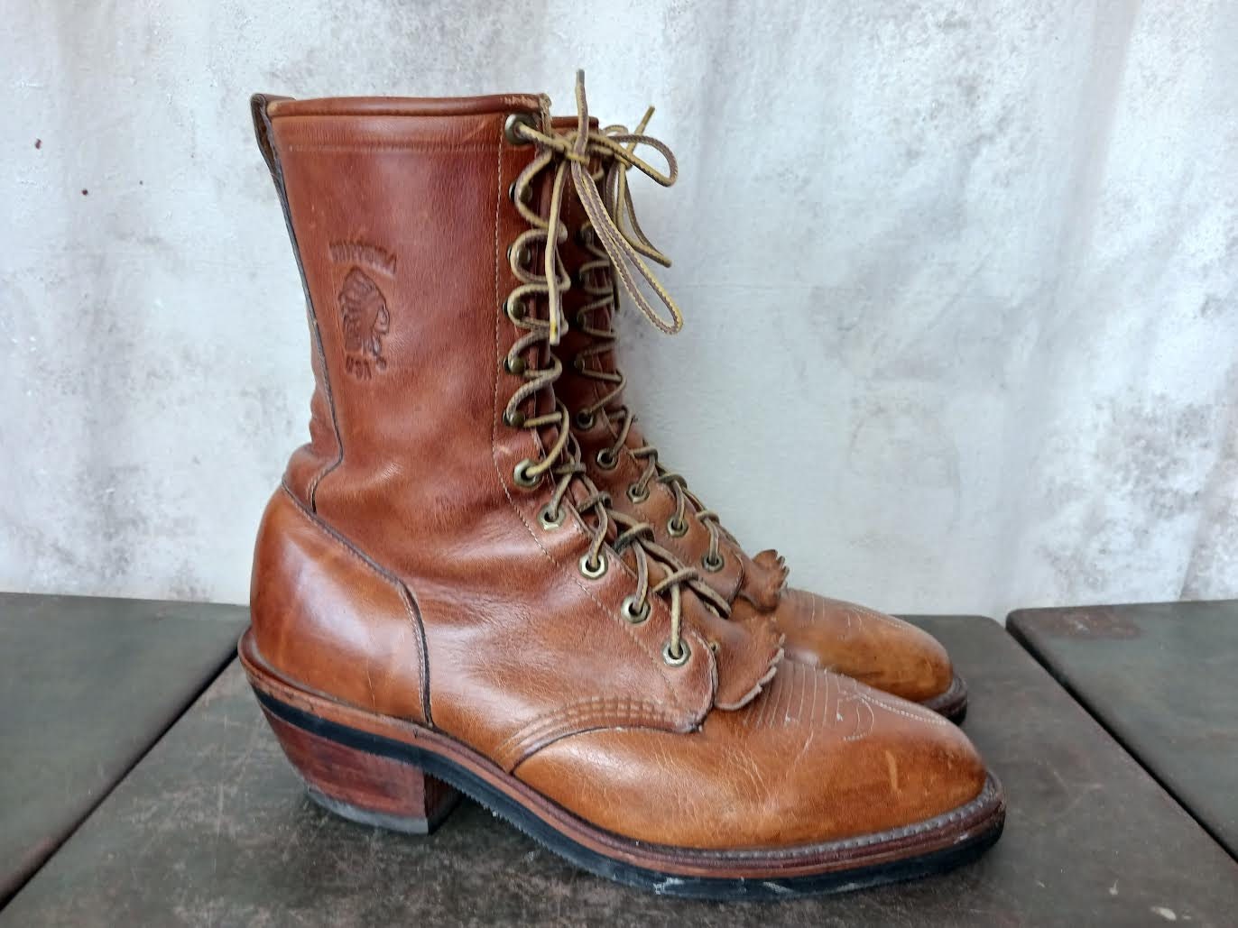 VTG Chippewa Packer Boots D Western Work Boots 12" Shaft | atelier-yuwa ...