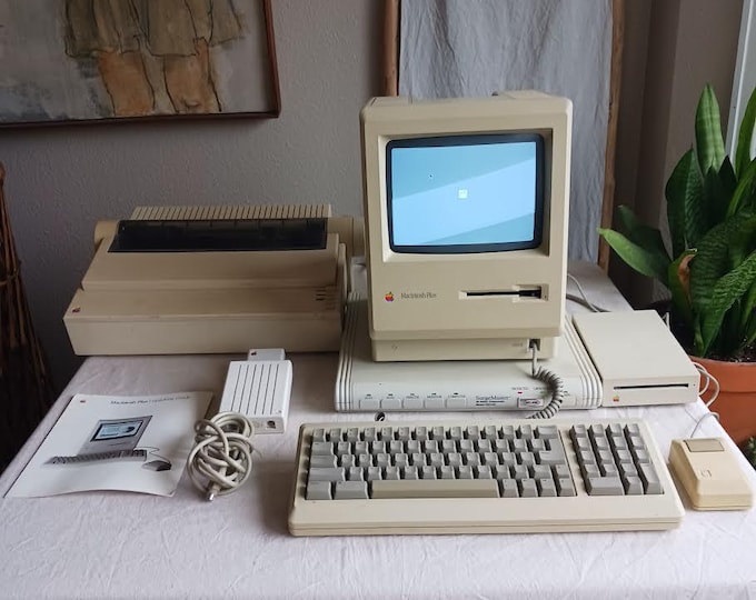 Vintage Apple Macintosh Plus Computer System With Printer, Modem and ...