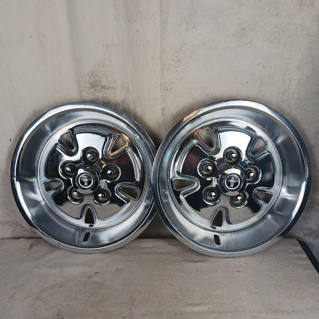 Vintage Chrome Hubcaps 1970 - 73 Ford Mustang OEM Set of 2 - Etsy