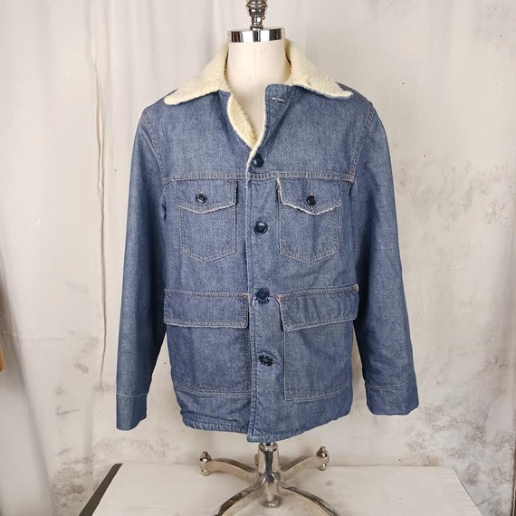 Vintage Sears Denim Chore Coat Barn Trucker Jacket Me… - Gem