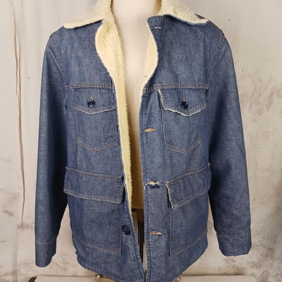 Vintage Sears Denim Chore Coat Barn Trucker Jacket Me… - Gem