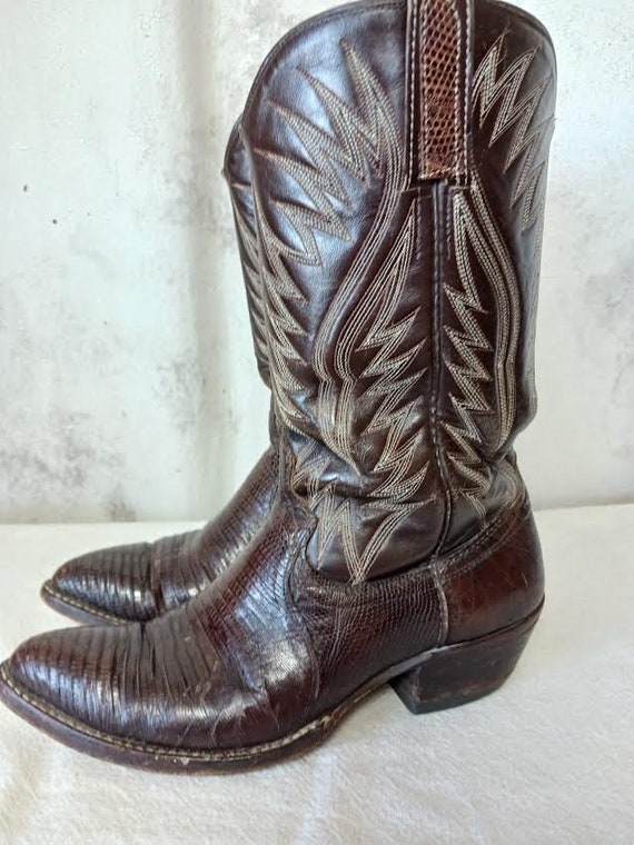 Vintage Dan Post Lizard Skin Cowboy Western Riding Bo… - Gem