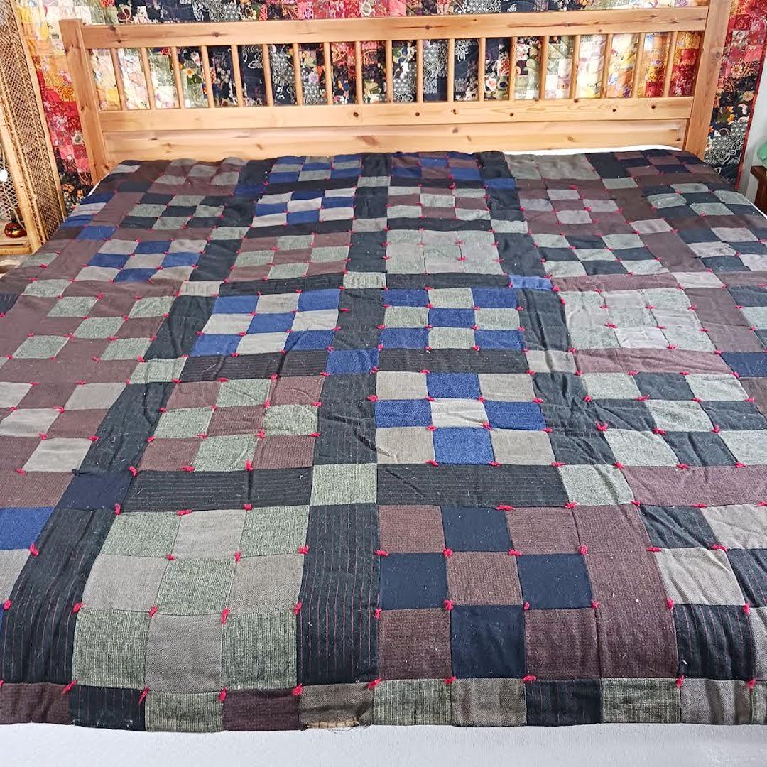 Antique Wool Patchwork Quilt Thick and Heavy - Etsy
