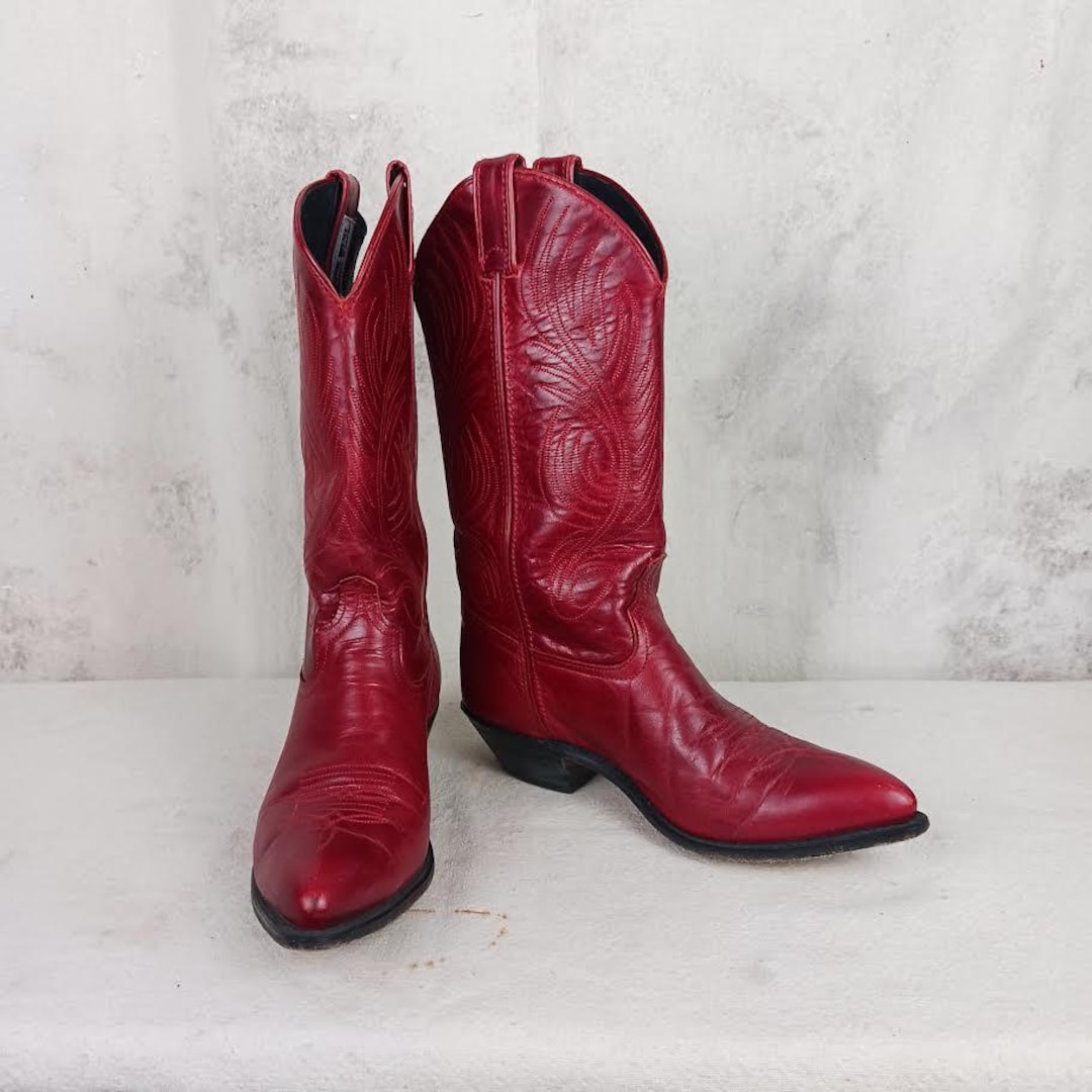 Vintage Red Leather Code West Cowboy Boots Made in the USA Women's Size ...