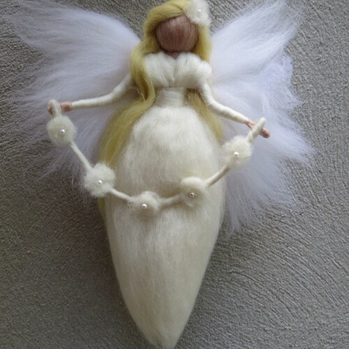 Needle Felted Wool Fairy With Hydrangea Flowers Waldorf - Etsy