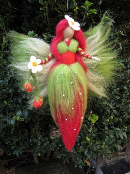 Needle Felted Wool fairy Strawberry fairy Waldorf inspired | Etsy
