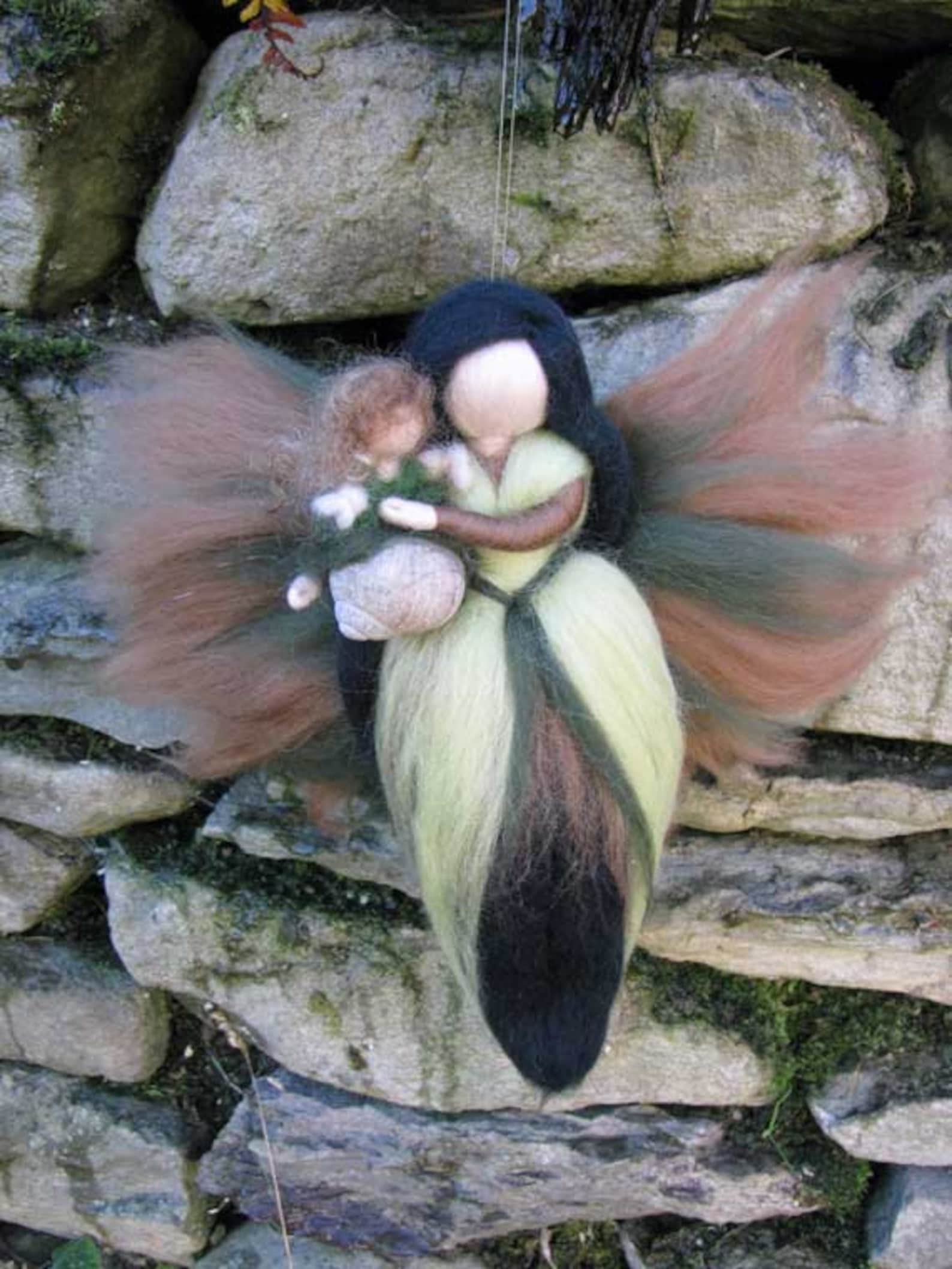XYLIA Needle Felted Wool Fairy With Babynature Fairy | Etsy