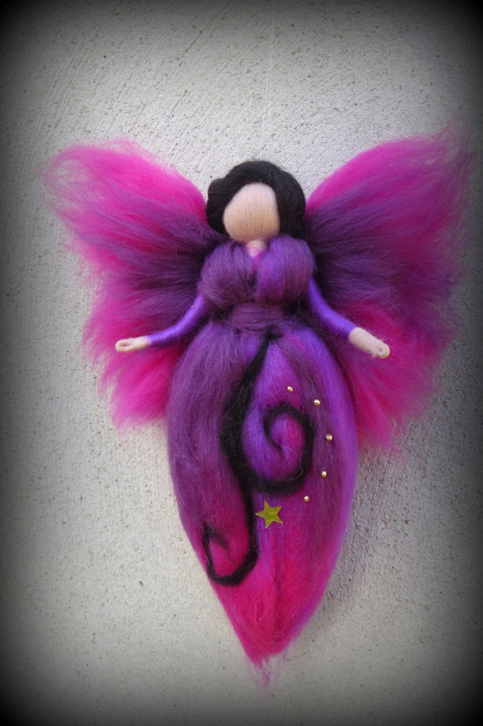 Midnight Felted Angel Needle Felted and Waldorf Inspried | Etsy